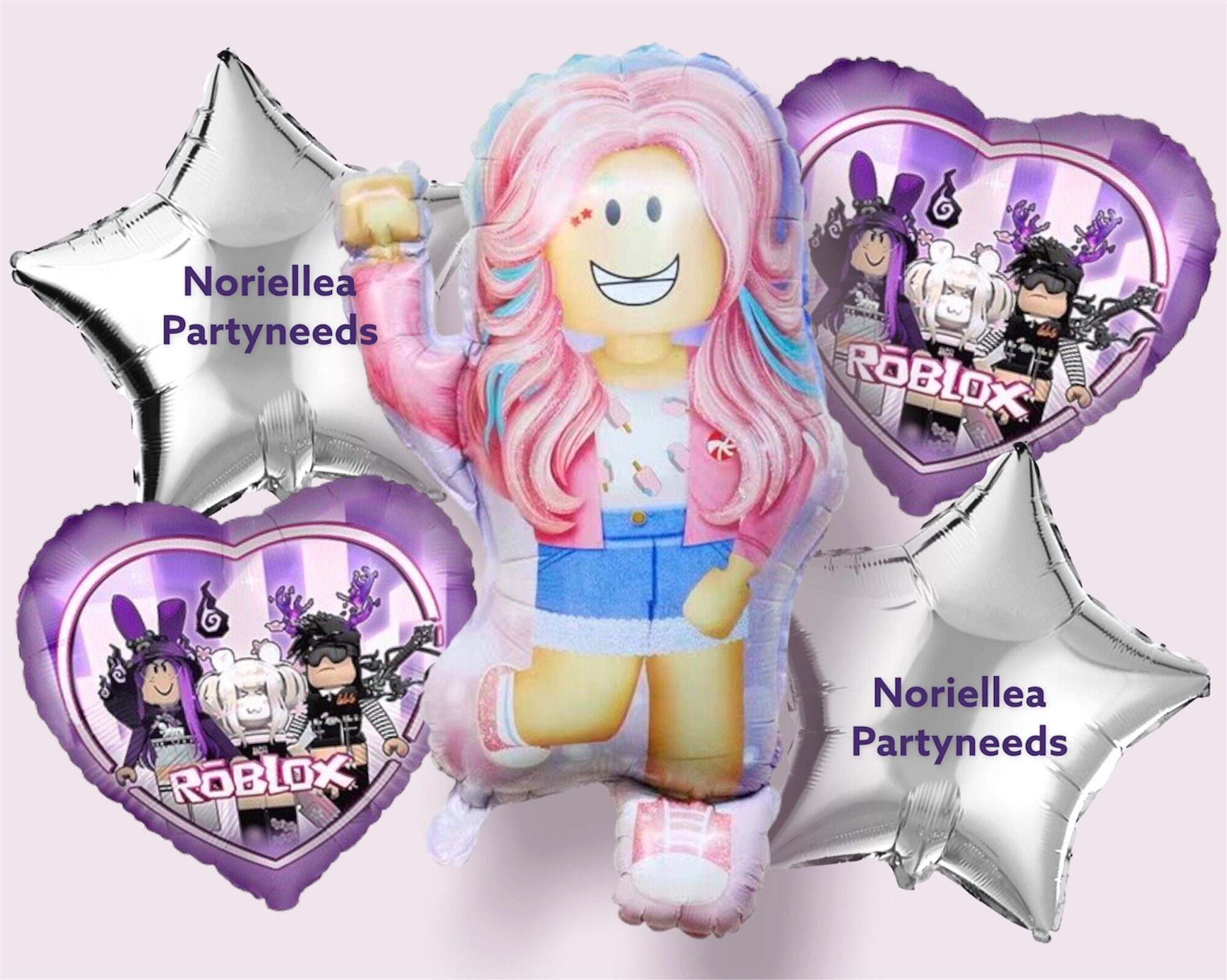 5in1 Roblox Girls Pink Set/Silver Set | Roblox Girls Theme Party ...