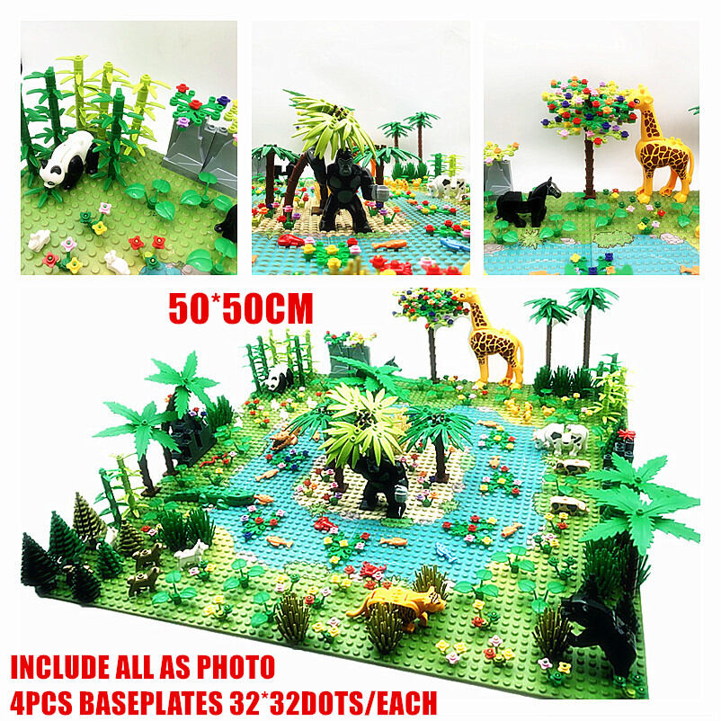 MOC RainForest Animals Jungle Building Blocks Toys Bush Flower Tree ...