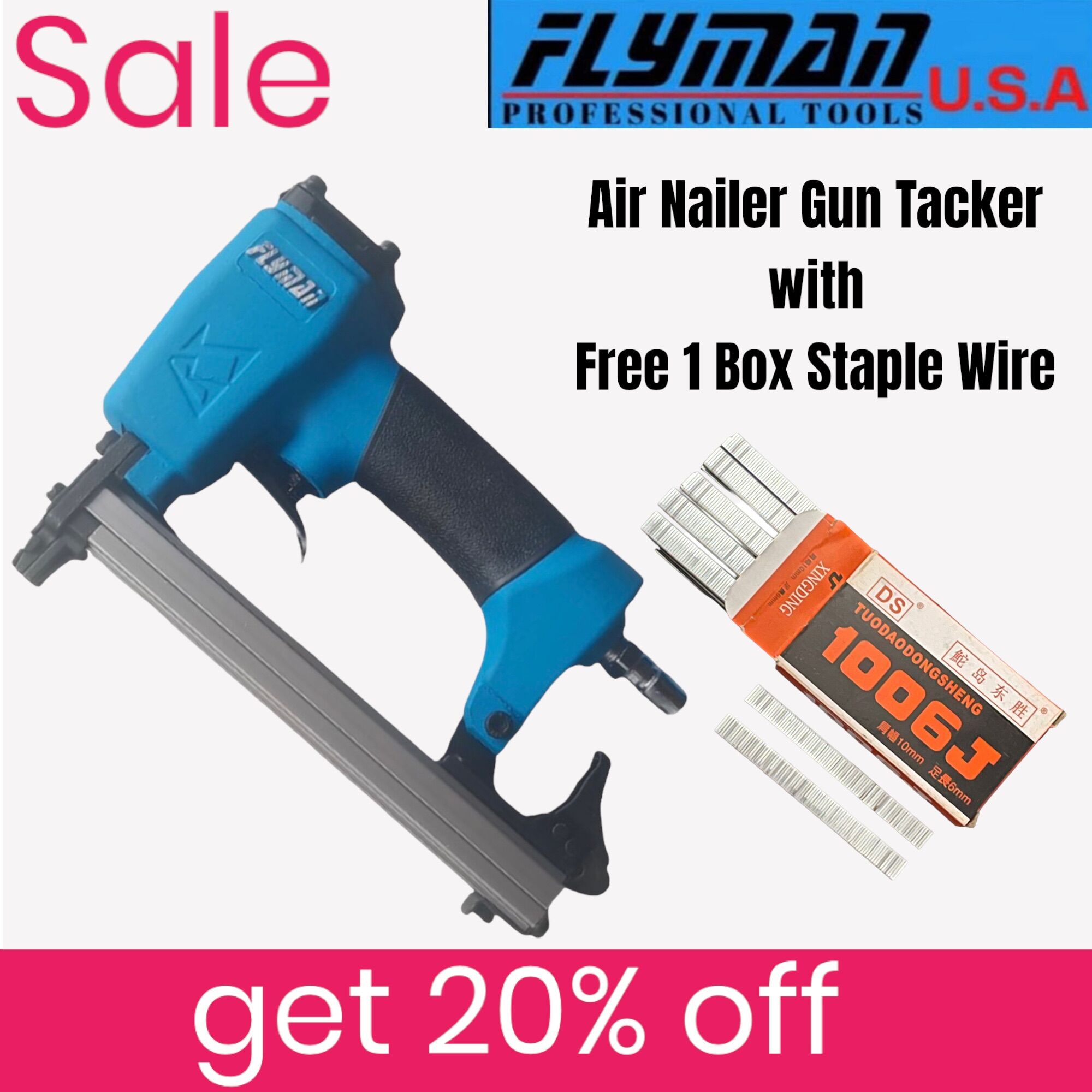Air Nailer Gun Tacker Flyman USA Original with Staple Wire | Lazada PH