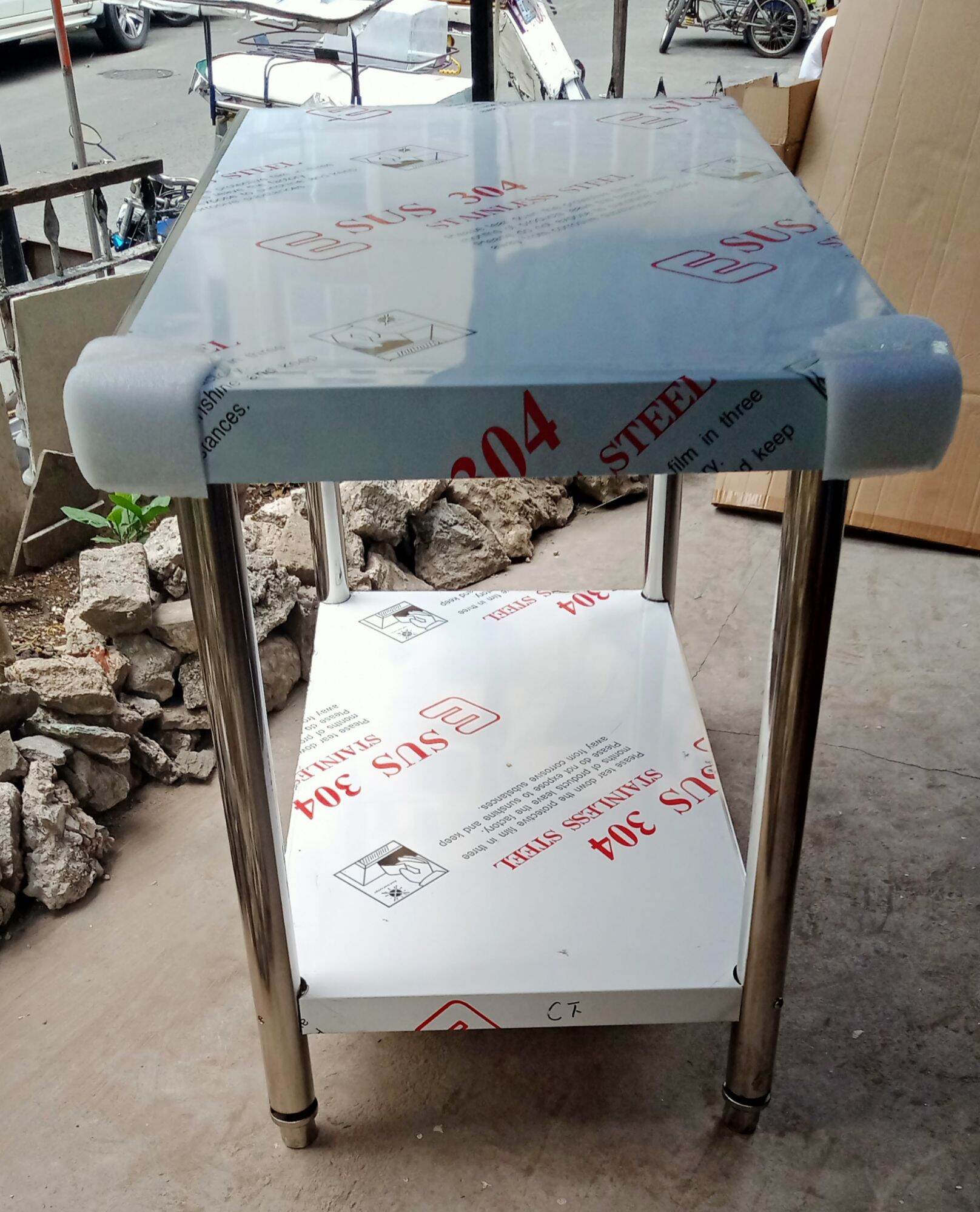 TWO LAYER STAINLESS WORKING TABLE (100X60X80) | Lazada PH