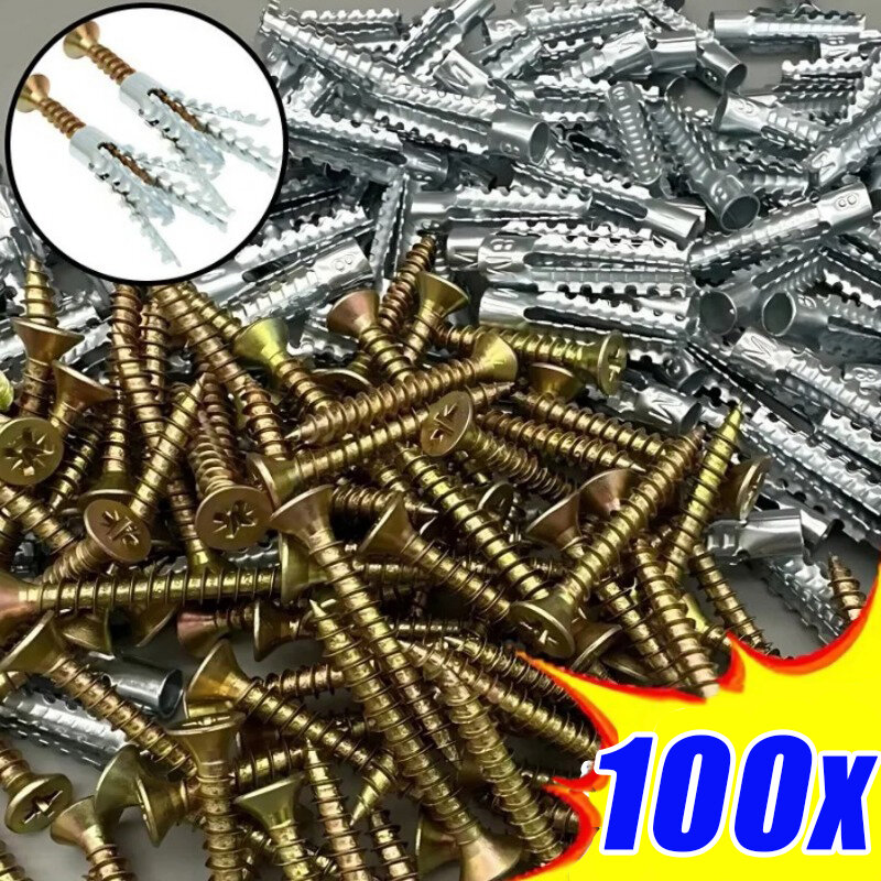 10-100 Sets Metal Serrated Expansion Tube / Self Tapping Screws Pipe ...