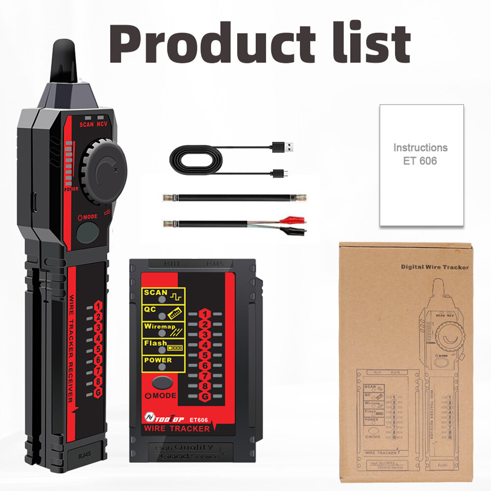 ET606 Network Cable Tester POE RJ45/RJ11 Tester 3KM Digital Cable ...