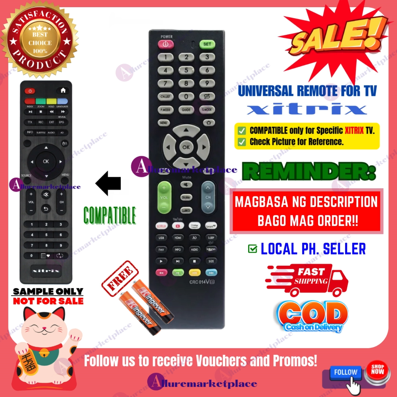 XITRIX TV Remote [**Mag Basa B4 Umorder**] Ready to use Universal for ...