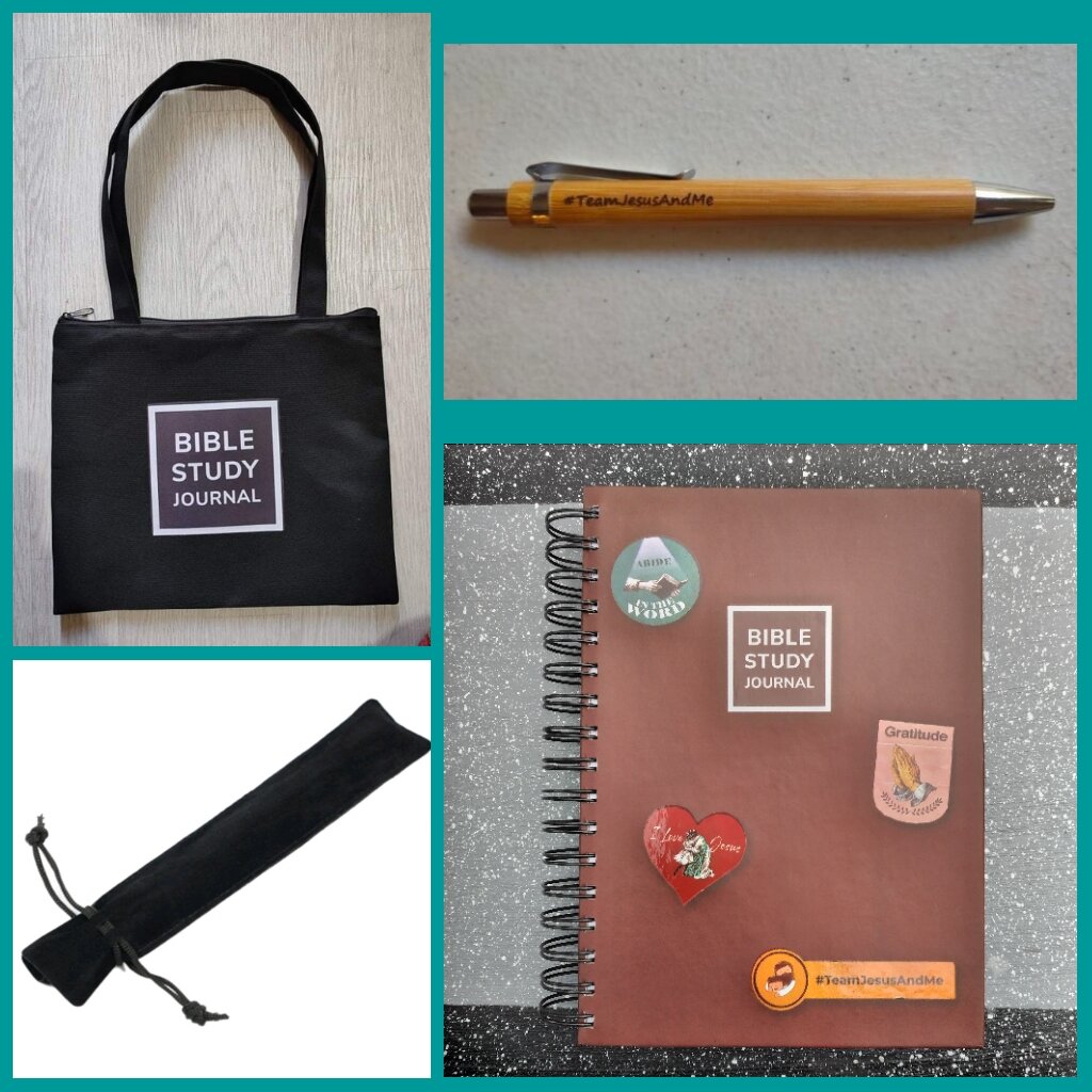 Bible Study Journal Kit 1 | 10x12 inches Black Tote Bag with Bamboo Pen ...