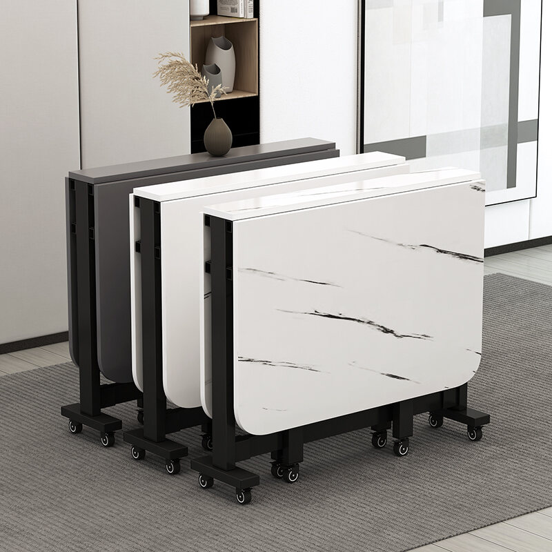 Movable Foldable Dining Table Household Small Apartment Solid Wood ...