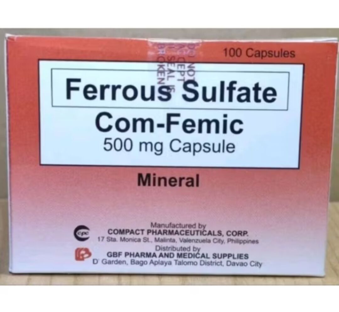 Ferrous Sulfate Com-Femic 500mg 100 Capsules AUTHENTIC FDA APPROVED ...