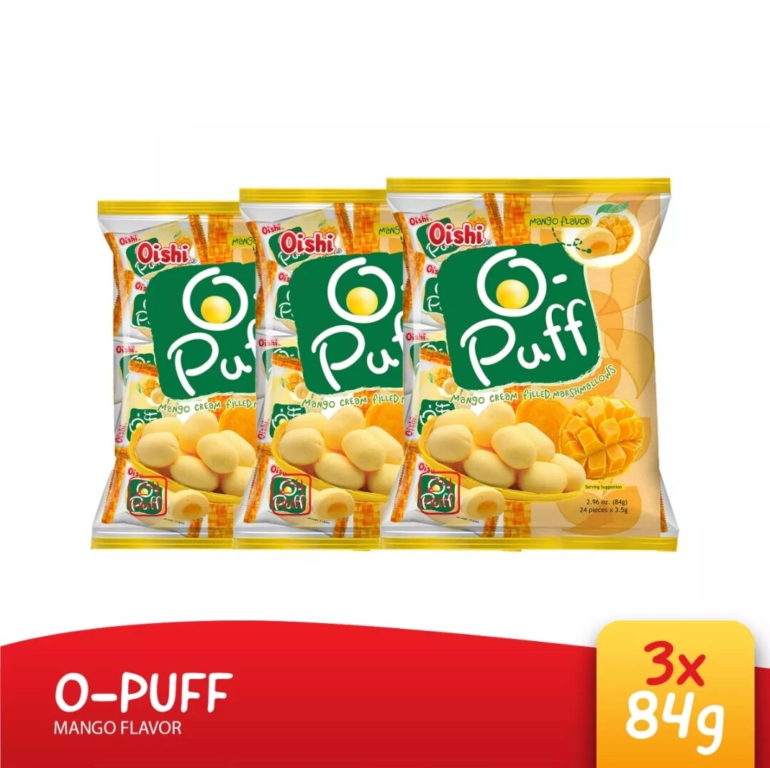 OISHI O - PUFF | SET OF 3 | ASSORTED | CHOCOLATE | MANGO | MATCHA GREEN ...