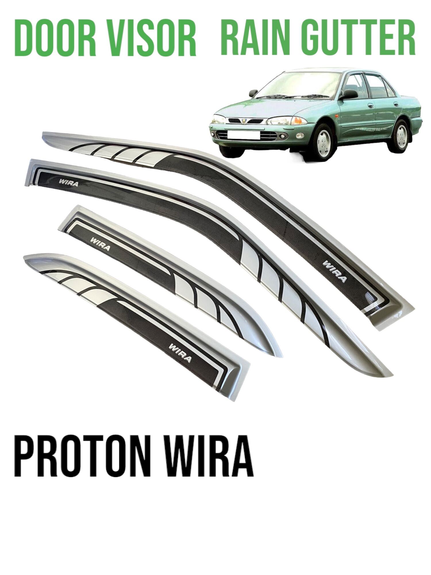 door visor rain gutter proton wira silver net 2 tone | Lazada PH
