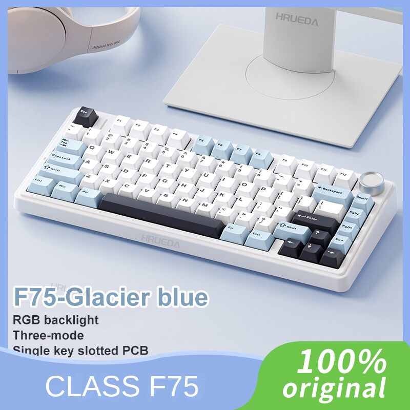 AULA F75 Mechanical Keyboard Wired/2.4G Wireless/Bluetooth RGB PBT 75% ...