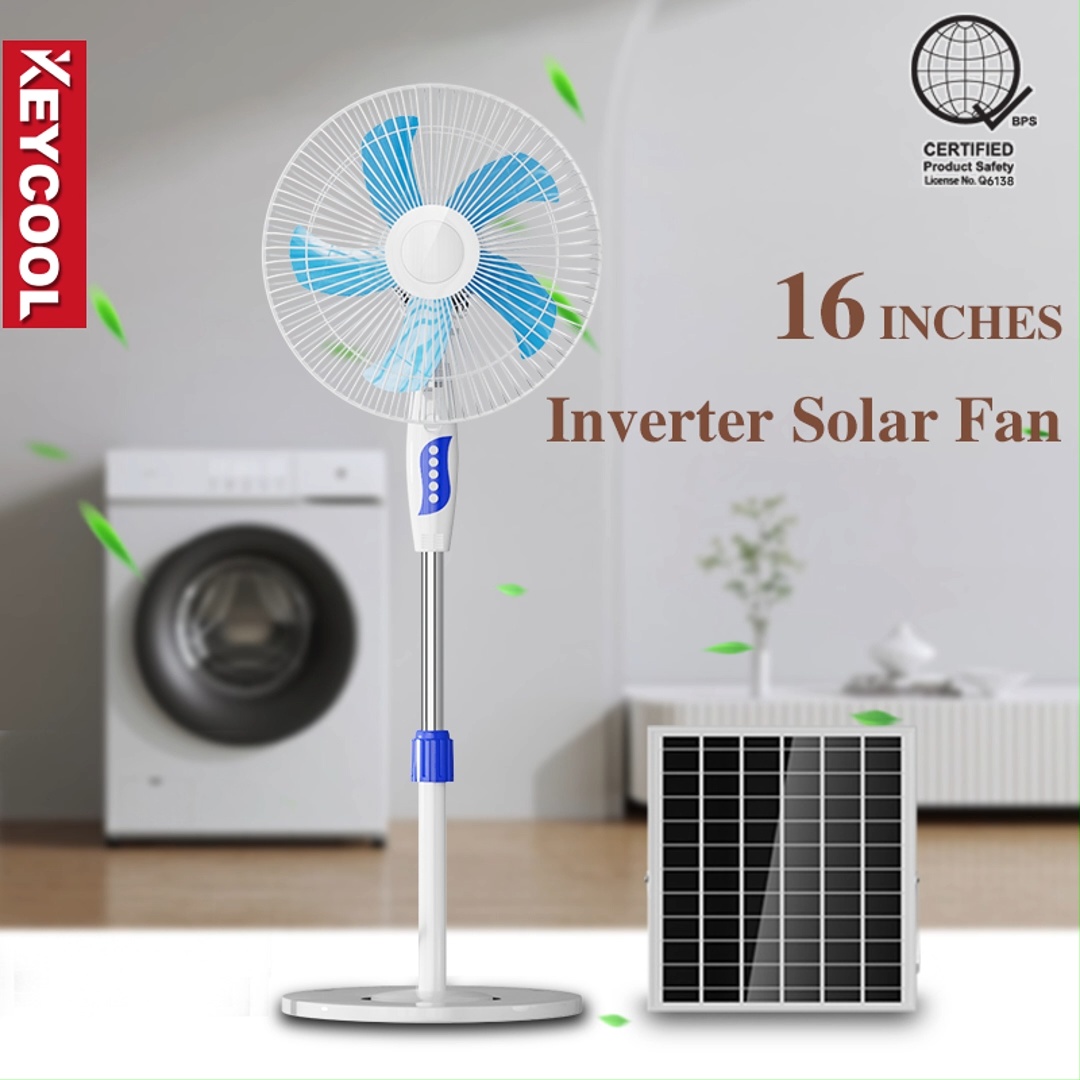 Keycool Inverter solar electric fan with solar panel rechargeable ...