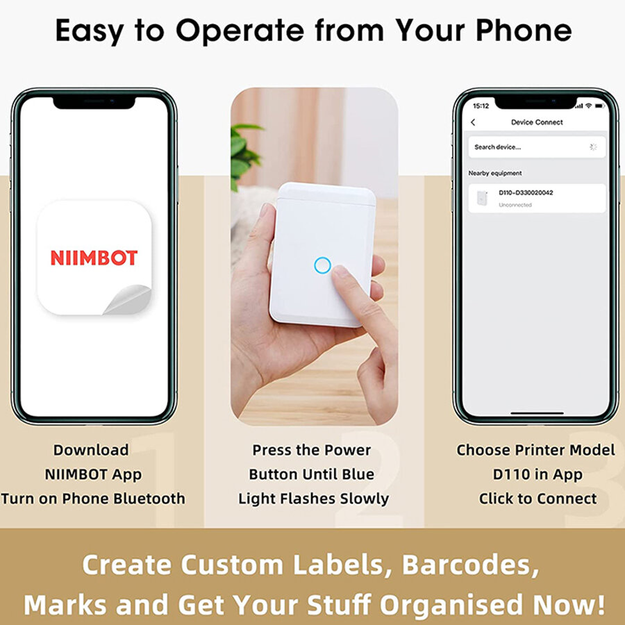 Niimbot D110 Mini Portable Thermal Printer Without Ink Self-Adhesive ...