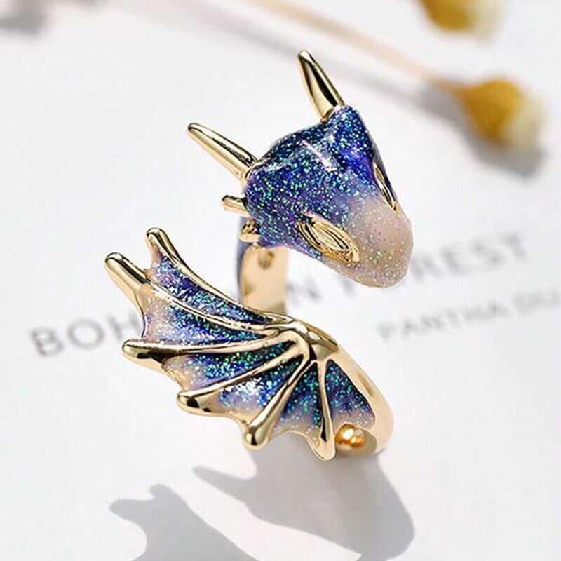 Pink Blue Two Dragon Rings Cute and Fashionable Men's and Women's ...