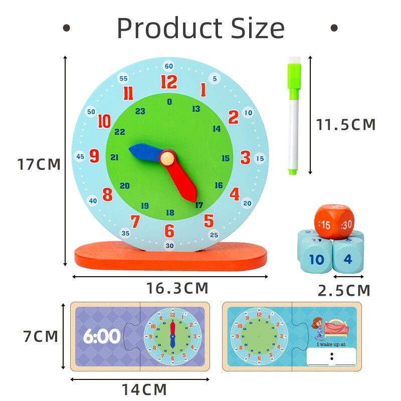 Montessori Clock for Teaching Time, Early Learning Education Clock ...