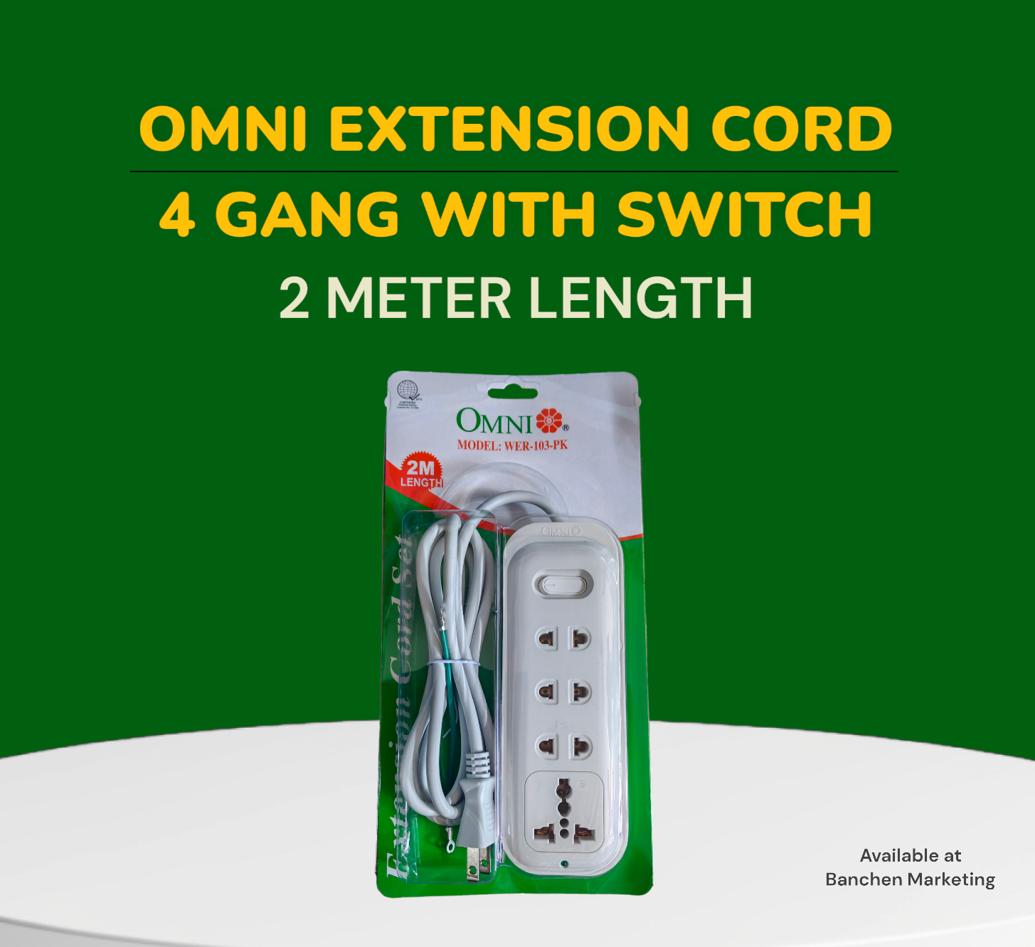 OMNI Extension Cord 4 Gang with Switch 2 Meters | Lazada PH