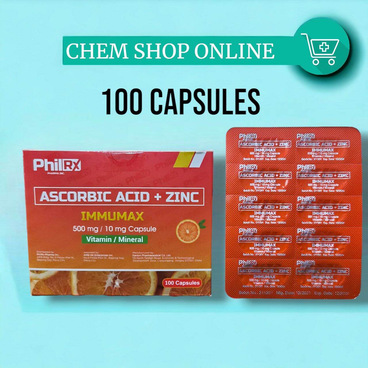 IMMUMAX - Ascorbic Acid + Zinc 100s and 30s Capsule Vitamin C for Adult ...