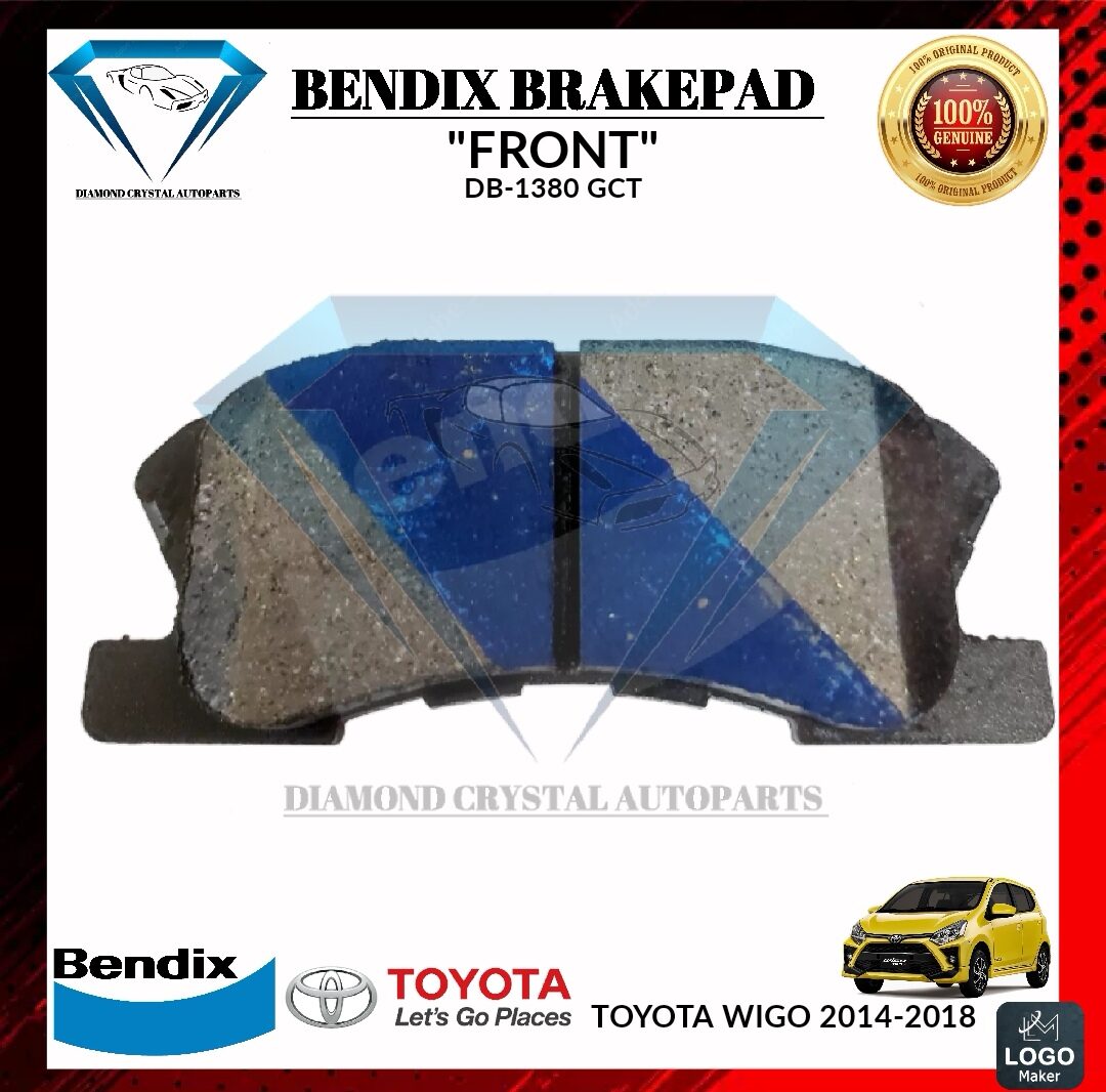 BENDIX BRAKE PAD TOYOTA WIGO 2014-2018 DB-1380GCT MANUAL / AUTOMATIC ...