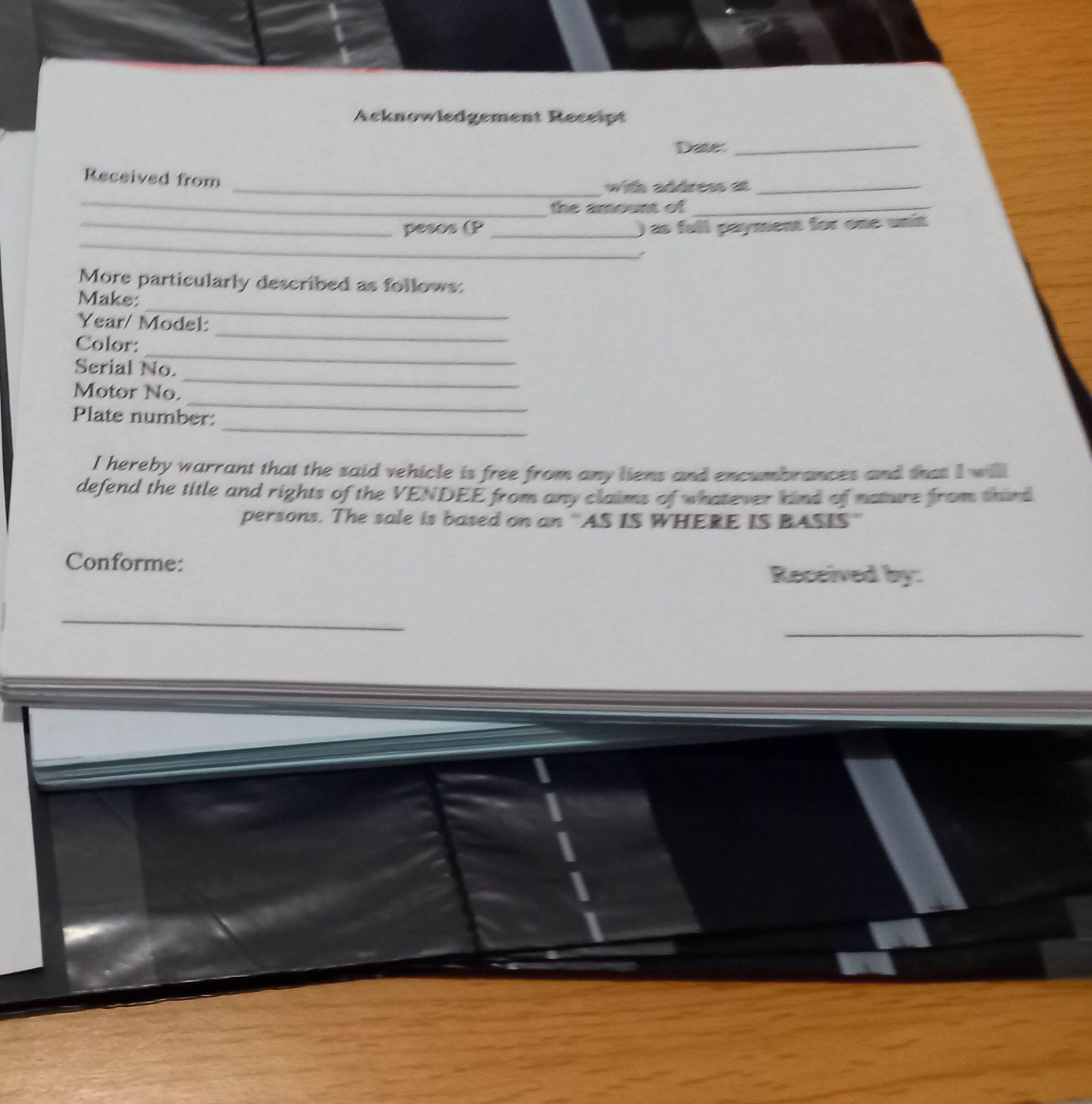 customized motor acknowledgement form. ordinary/carbonize | Lazada PH