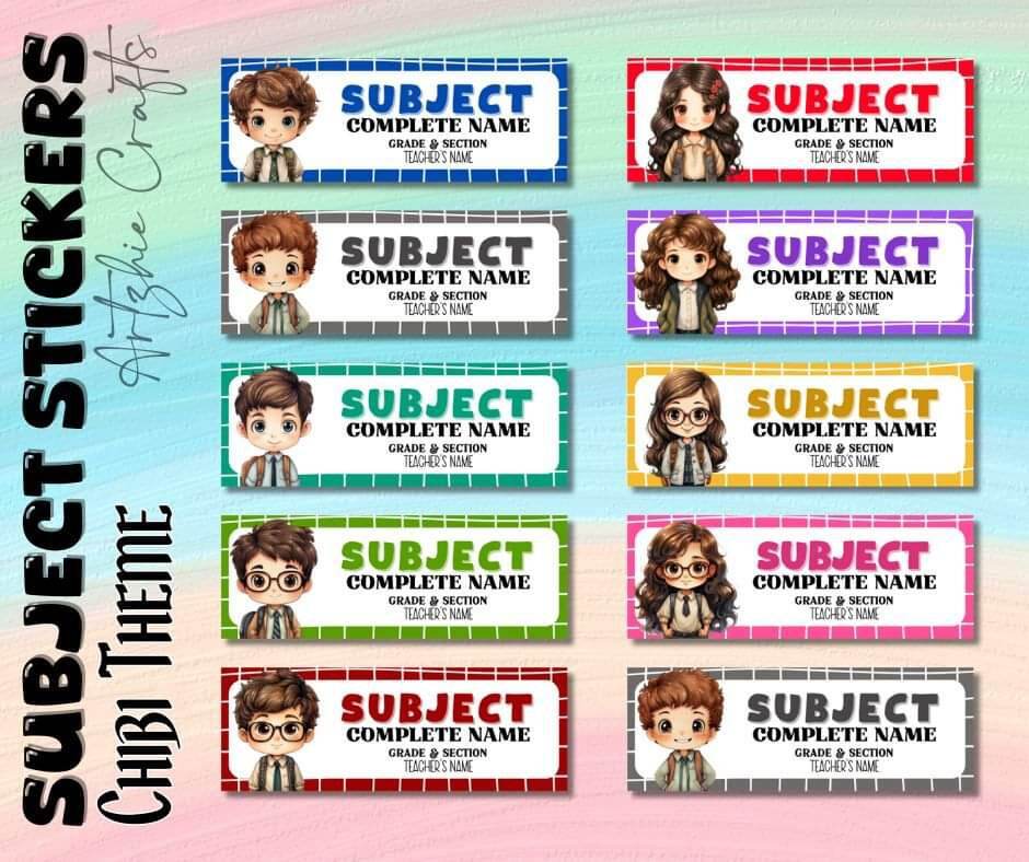 Customized Subject / Name Stickers for Kids (A4 size) | Lazada PH
