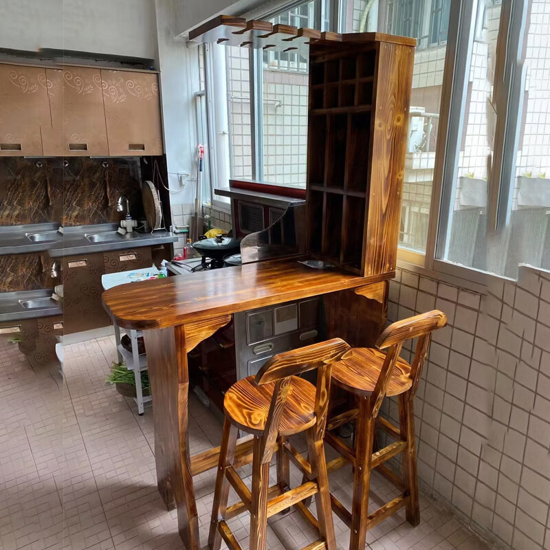 Household Bar Counter Solid Wood Partition Wine Cabinet Living Room Bar ...