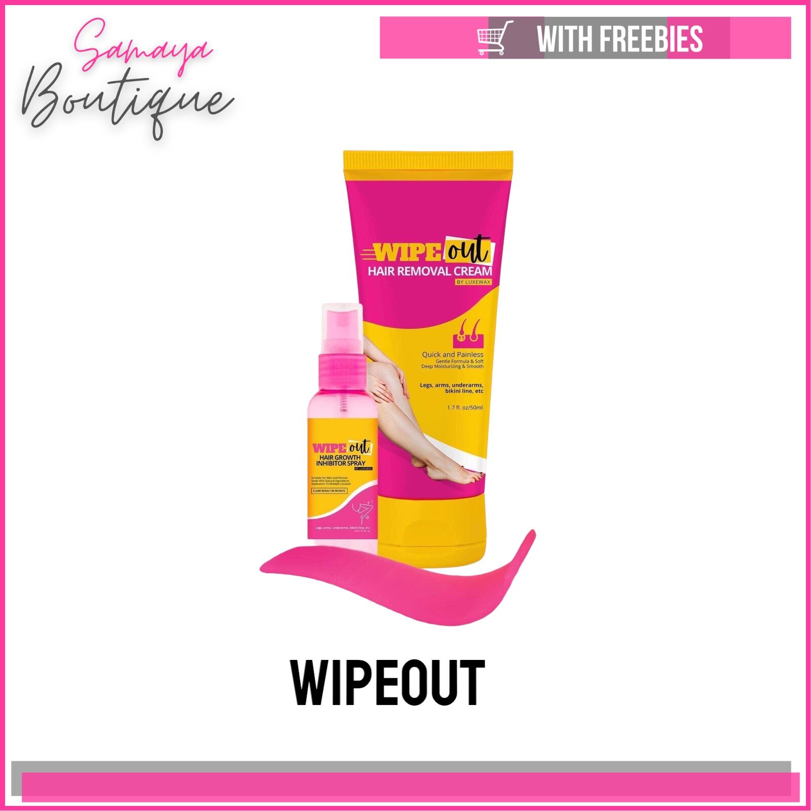 WIPEOUT HAIR REMOVAL CREAM / WIPEOUT HAIR GROWTH INHIBITOR SPRAY ...