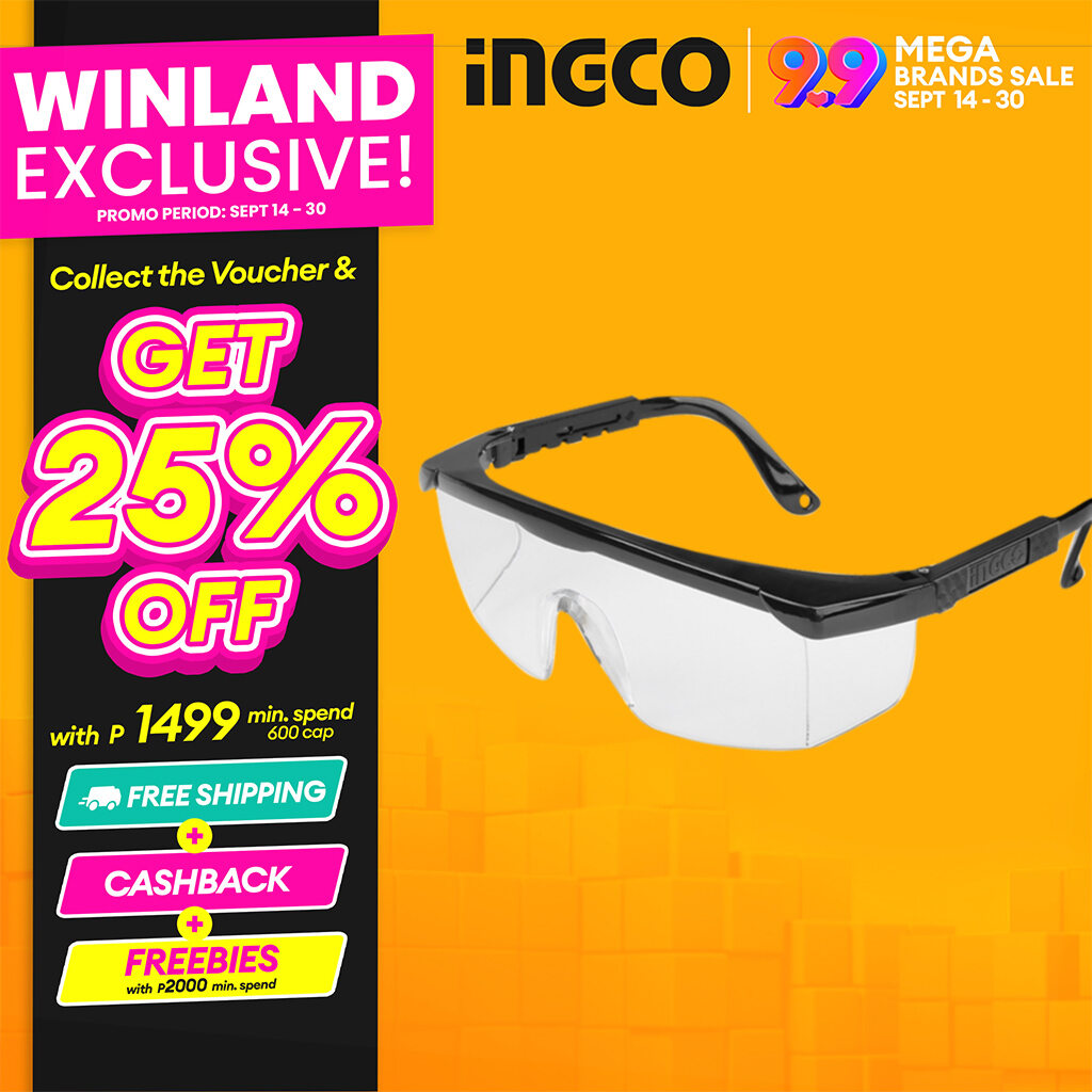 INGCO by Winland Safety Goggles Eye Protector Shield HSG142 ING-SS ...