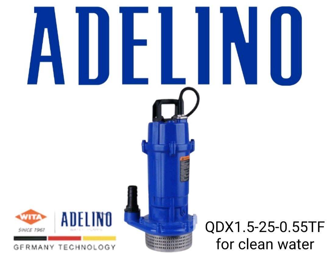 ADELINO 3/4HP Submersible Pump for Clean Water QDX1.5-25-0.55TF | Lazada PH