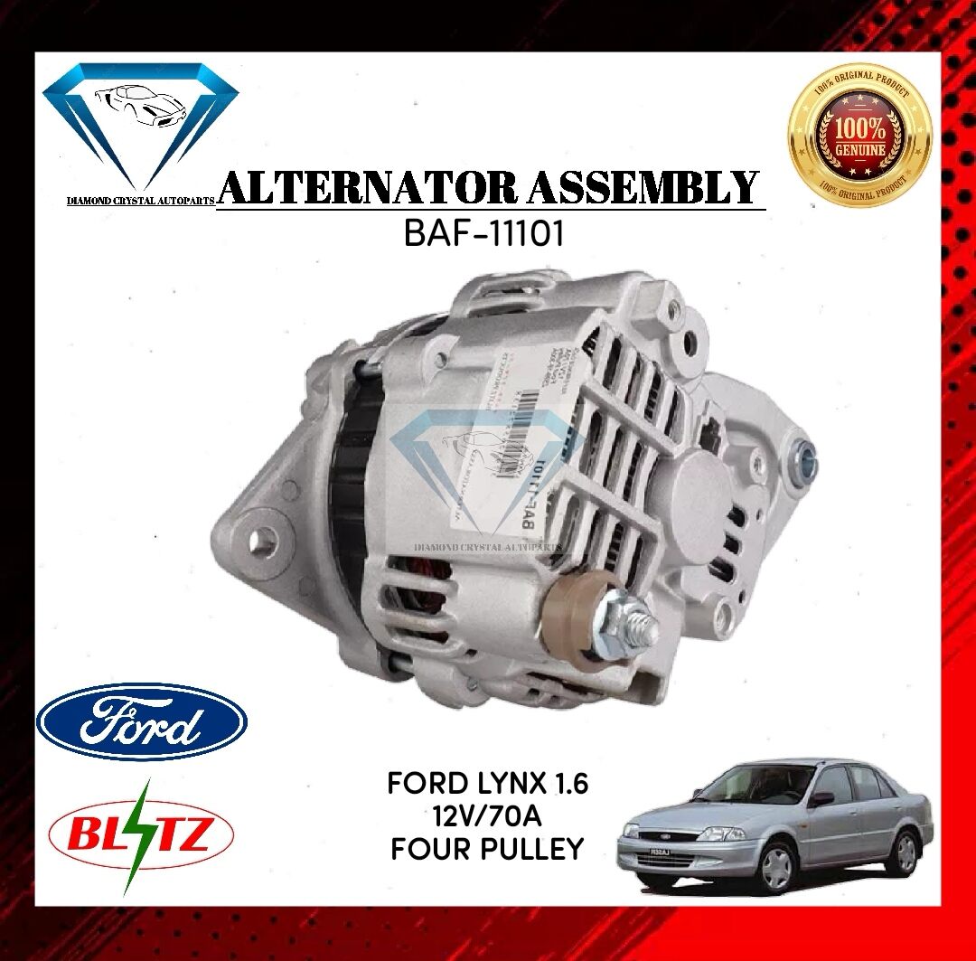 ALTERNATOR ASSEMBLY FORD LYNX 1.6 12V/70A FOUR PULLEY "BLITZ BRAND ...