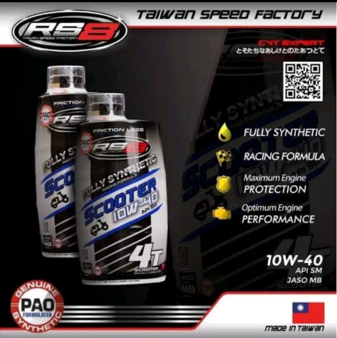 RS8 SCOOTER OIL 10W-40 4T FULLY SYNTHETIC OIL1LITER | Lazada PH