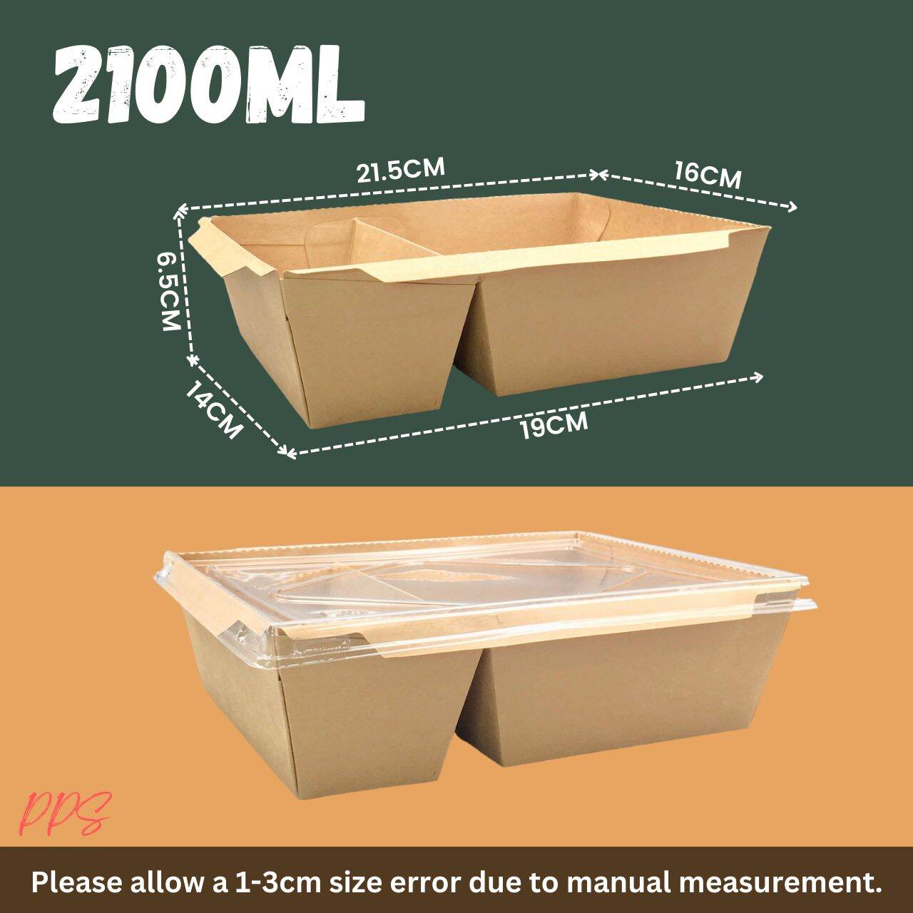 Disposable Kraft Paper Takeout Box With Division Clear Transaprent Lid