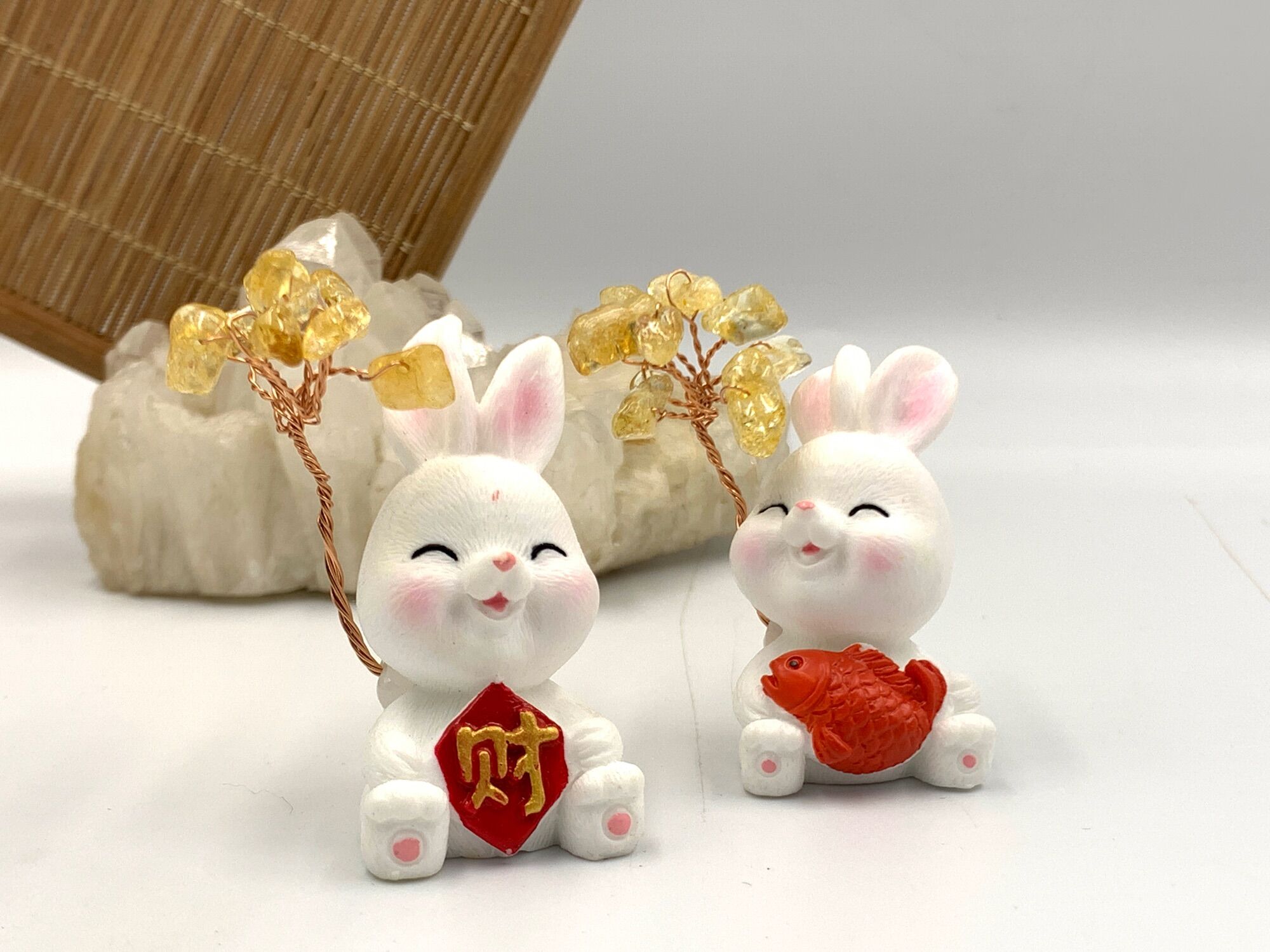Feng Shui Cute Wealthy Rabbit with Citrine Tree (Set B) | Lazada PH
