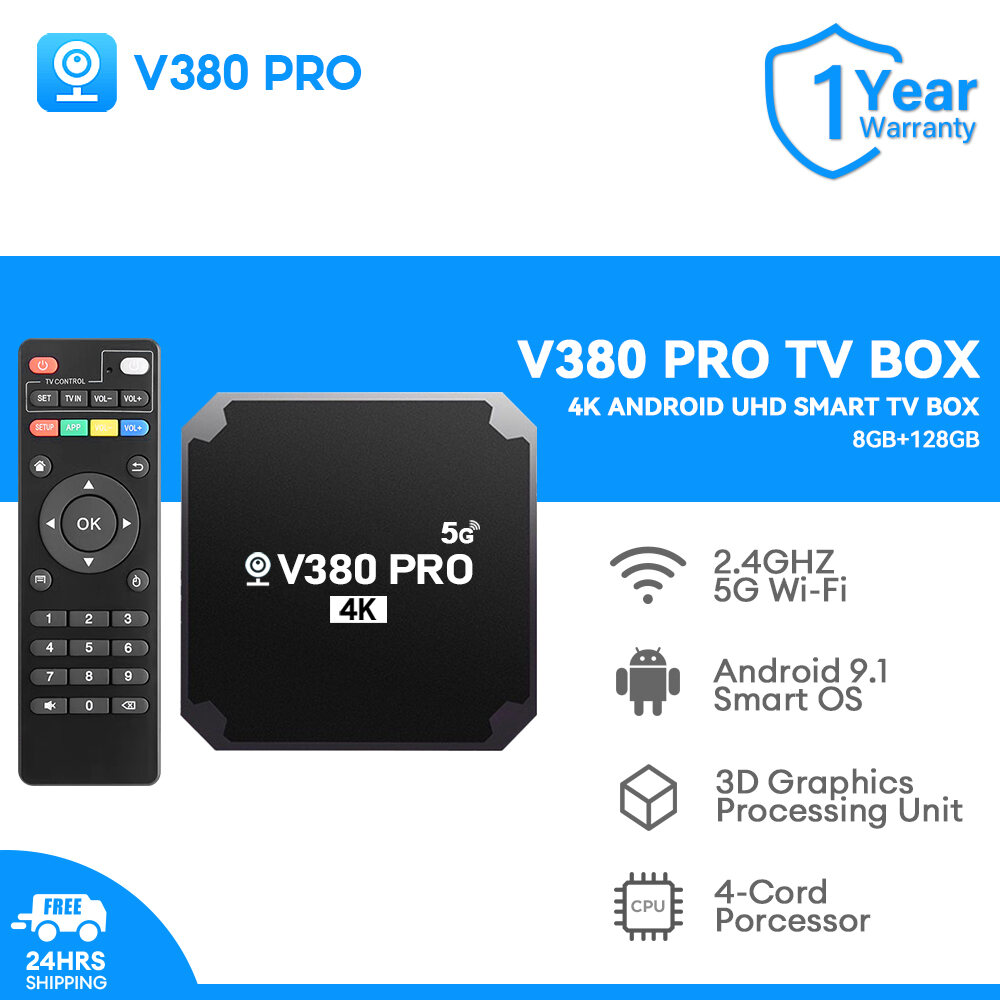 V380 PRO TV BOX Mini Smart TV Box 4K HD 8+128G 2.4Ghz&5G WiFi Connect ...