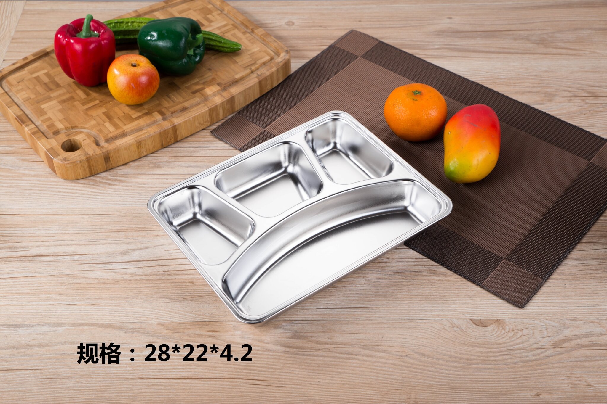 Kindergarten round 304 Stainless Steel Snack Plate School Student Tableware Separated Three-Grid ...