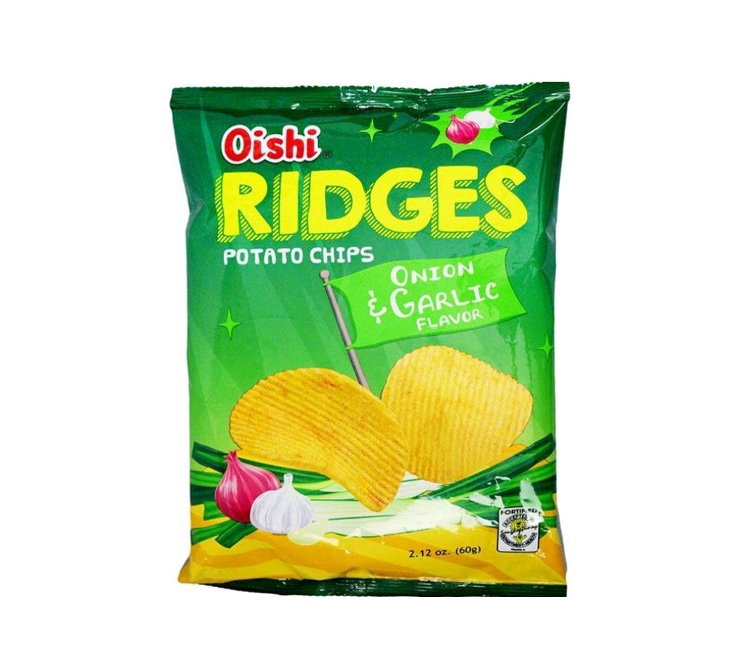 Oishi Ridges Onion & Garlic Flavor Potato Chips -60g | Lazada PH