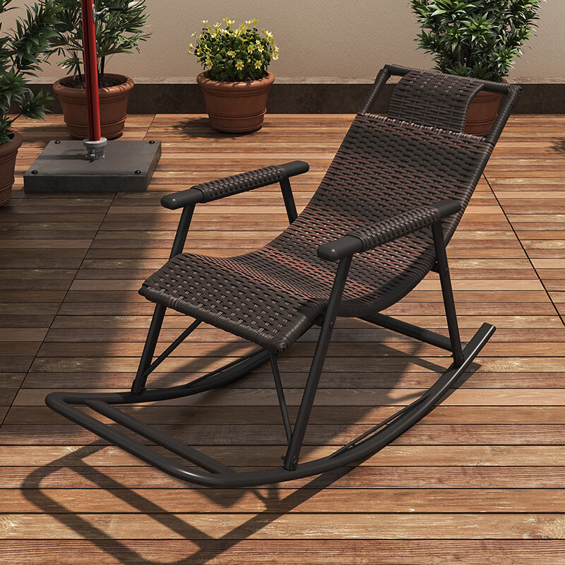 Rattan Lazy Chair Rattan Chair Elderly Recliner Rocking Chair Adult ...