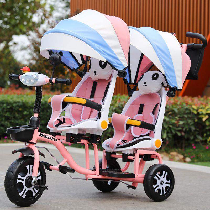 Children's Tricycle Can Sit Double Baby Twin Trolley Baby Bicycle Large ...