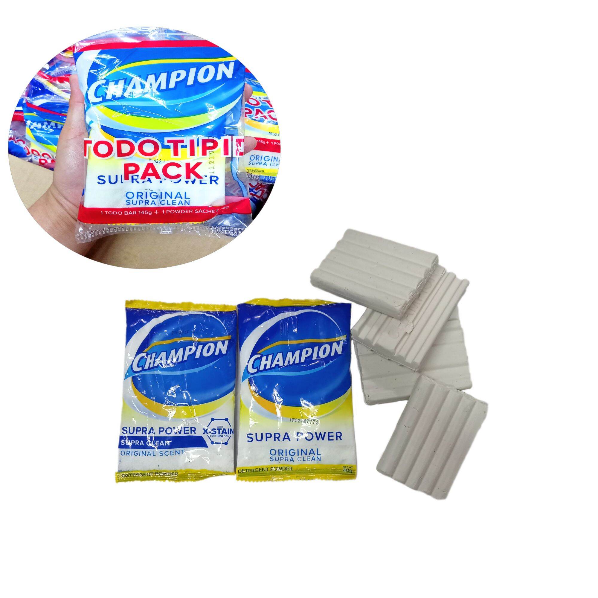 6 in 1 Champion Powder and Jumbo Bar Todo Tipid Pack ( 4 Bar Soap & 2 ...