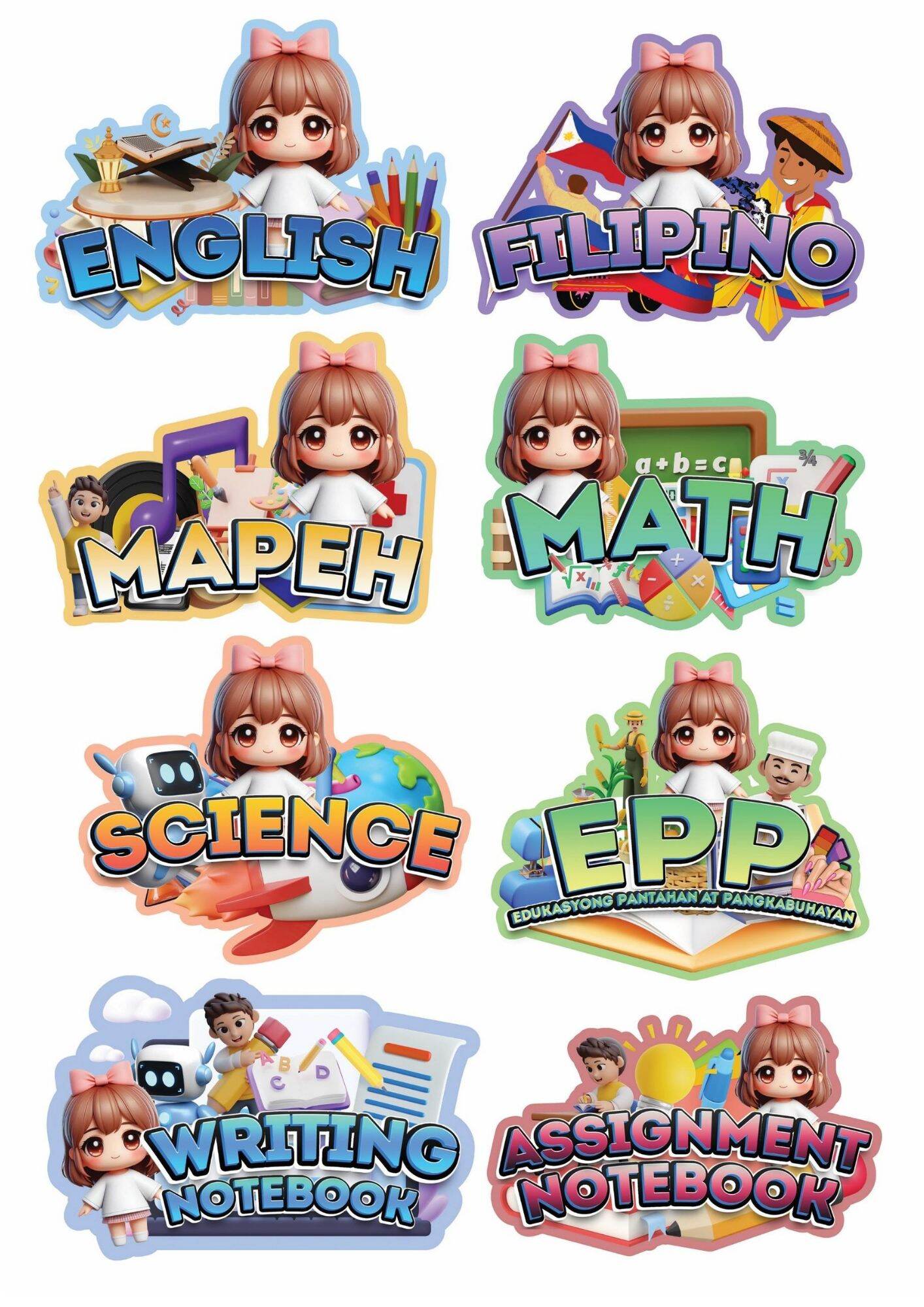 Photo Sticker Subject and Name Label for Notebook Cover A4 | Lazada PH