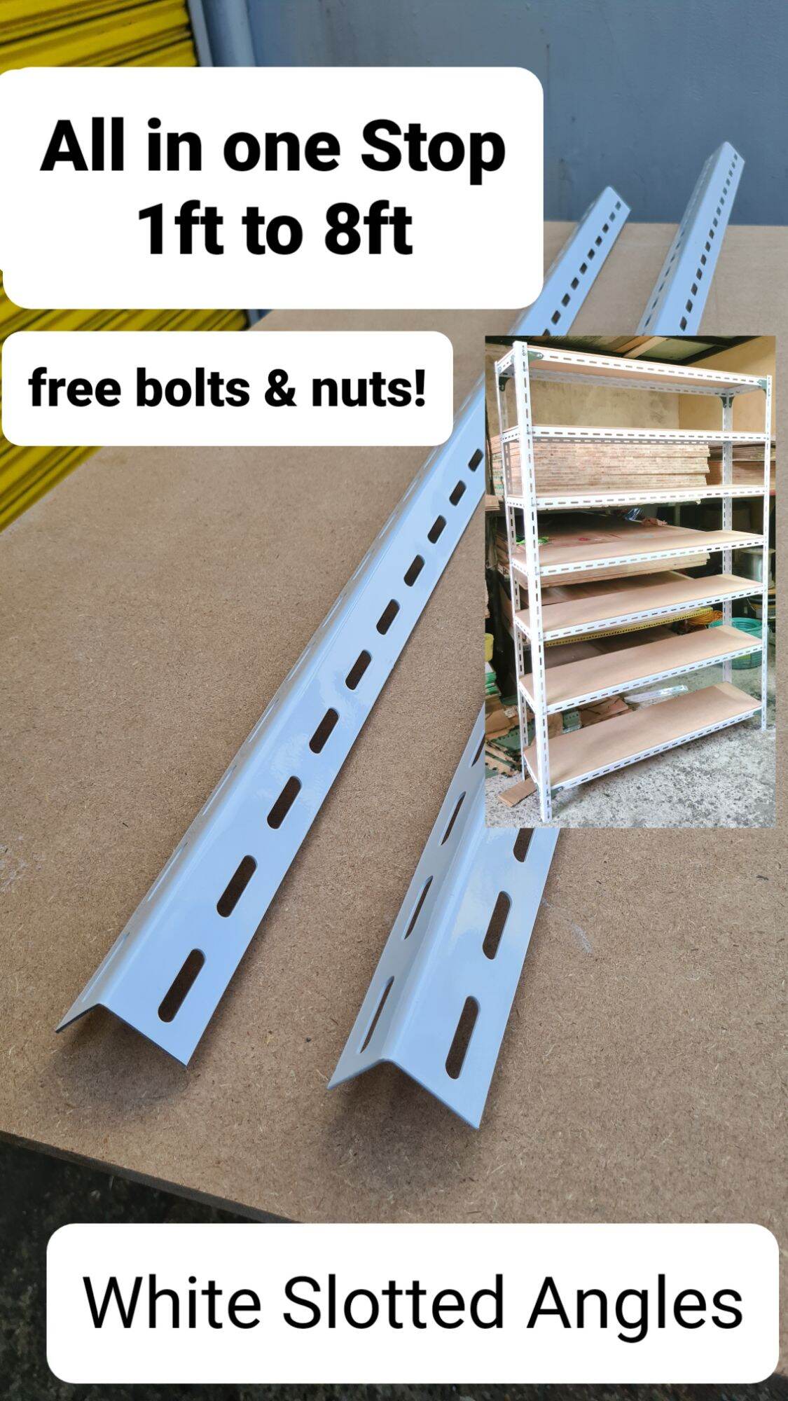 White Slotted Angles (1.8mm thick) - 1ft to 8ft | Lazada PH