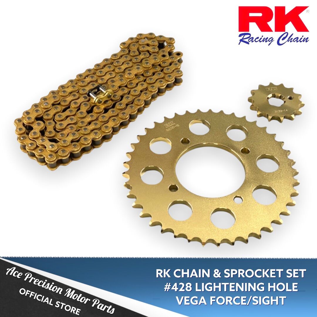 RK Racing Chain and Sprocket Set Vega Force/Sight #428 Lightening Hole ...