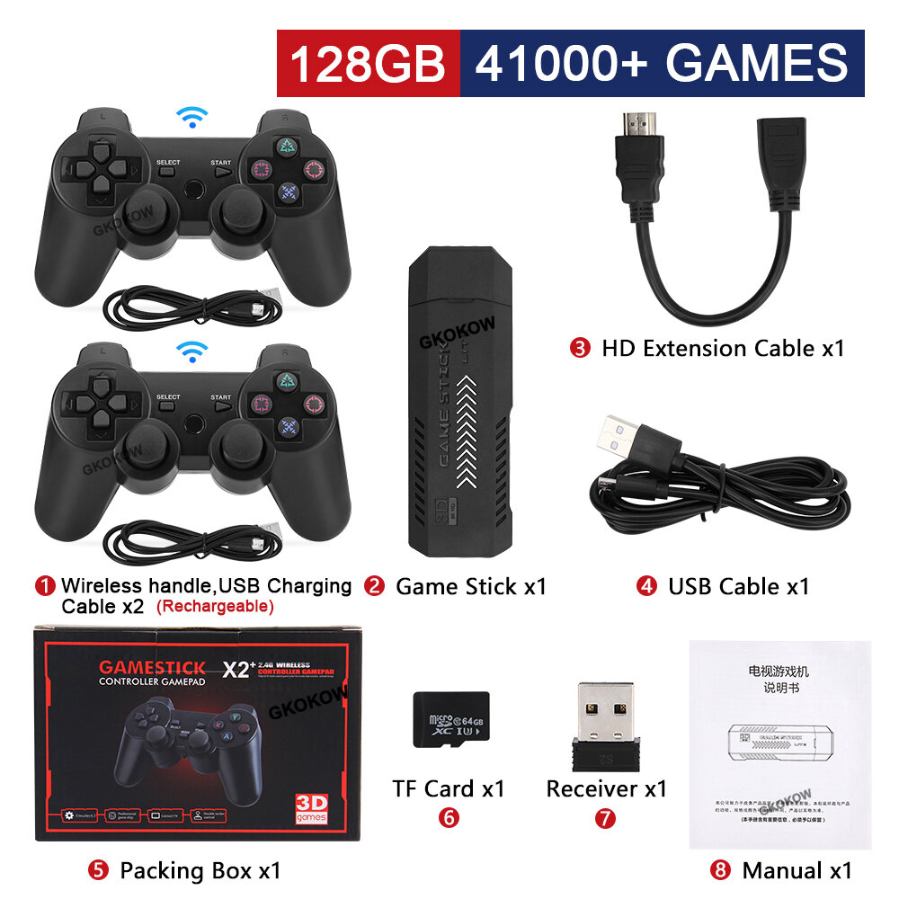 New Upgrade X2 PLUS Video GameStick Console 2.4G P3 Rechargeable ...