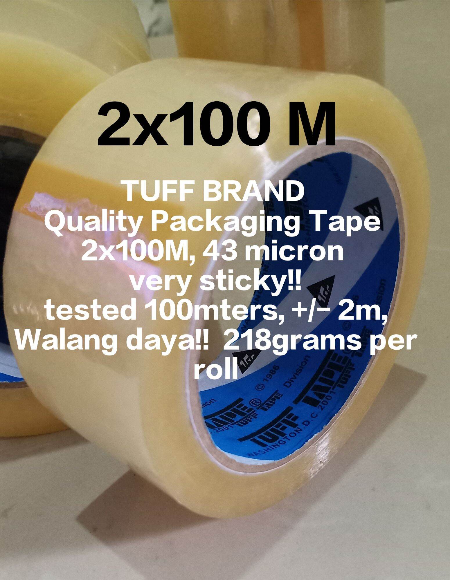 TUFF BRAND PACKAGING CLEAR TAPE (2inch x 100 meters packing tape ...