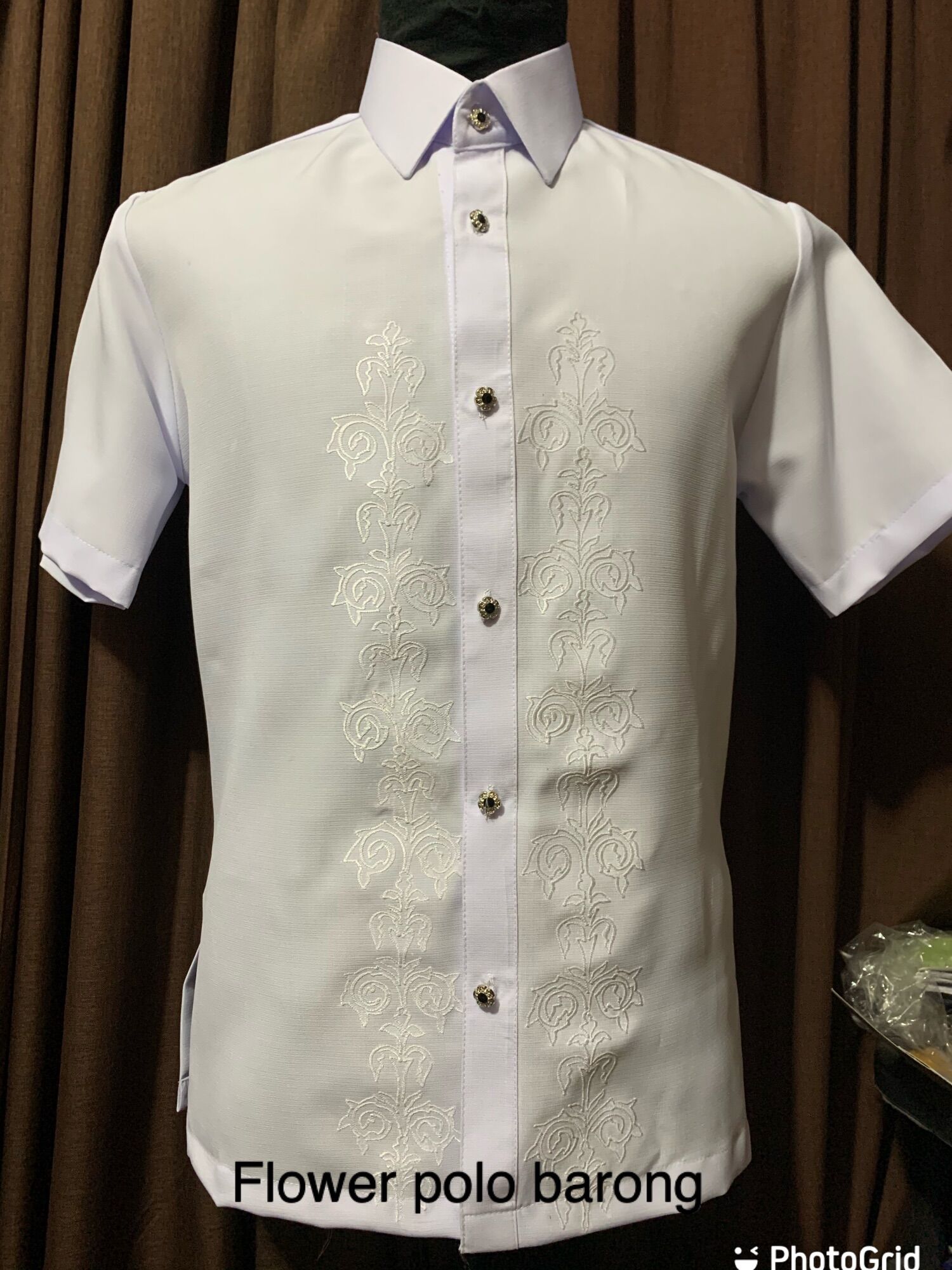 Polo Barong,flower white miyake fabric,BAGO mag place ng order,pakibasa ...