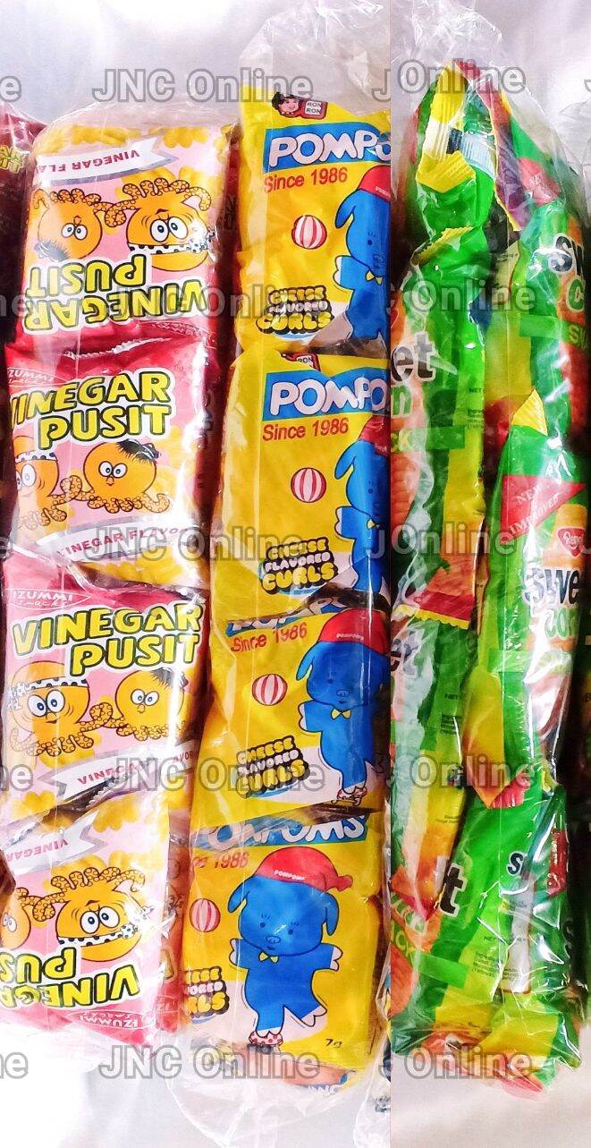 3-in-1 Pack | Assorted Pinoy 90s Chichirya Snack Pompoms Vinegar Pusit ...