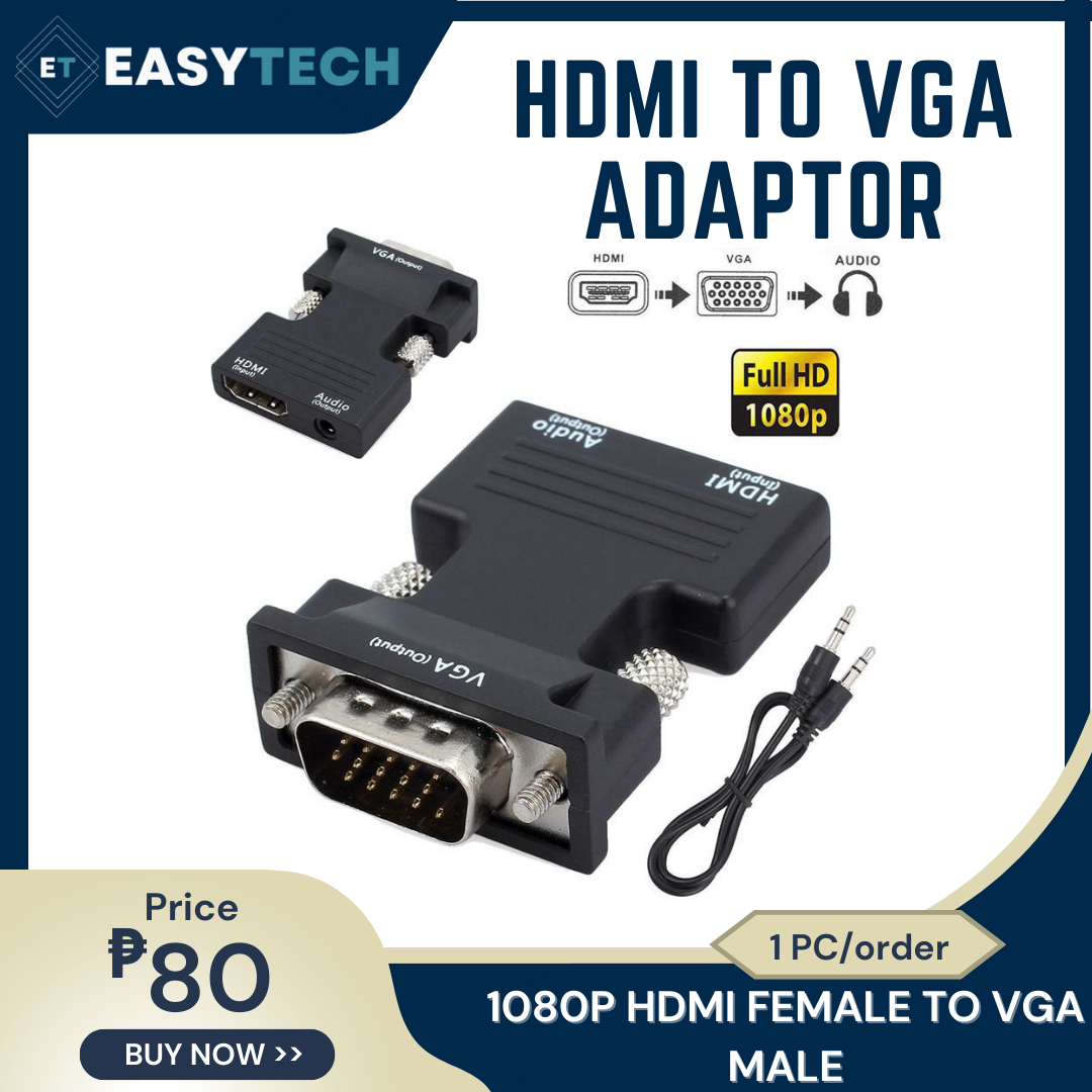 EASYTECH | 1080P HDMI Female to VGA Male with Audio Output Cable ...