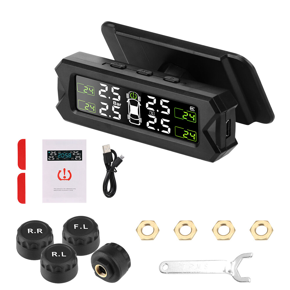Solar TPMS Car Tire Pressure Monitoring System Sensors Tyre Tester ...