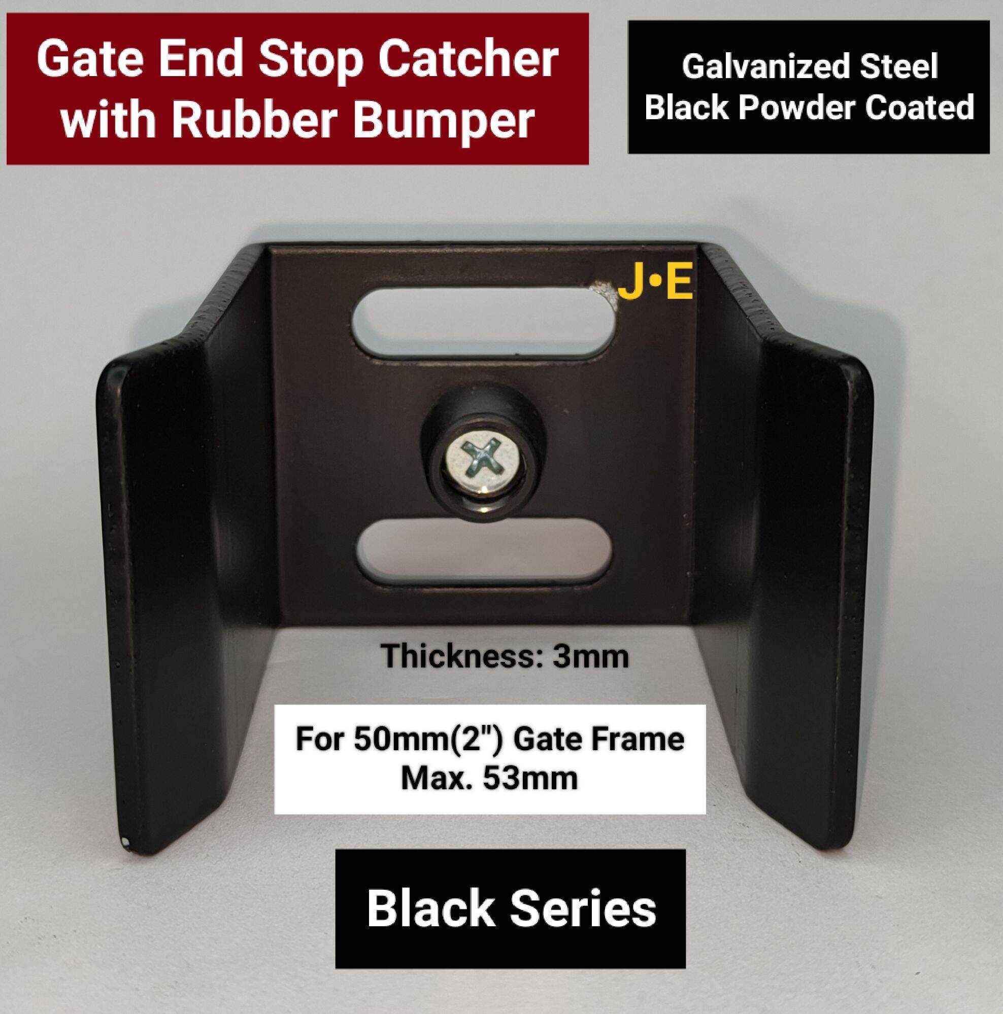 ☑️ JE Gate End Stopper Catcher with rubber bumper, for 2" width or ...