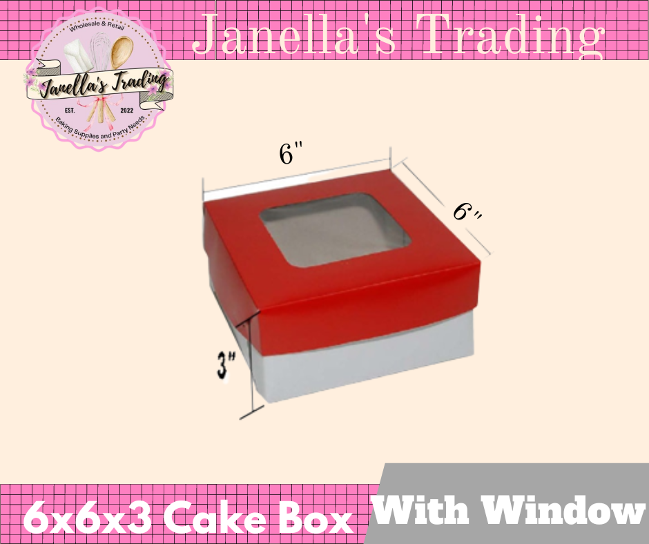 6x6x3 Cake Box with window (sold per piece) | Lazada PH