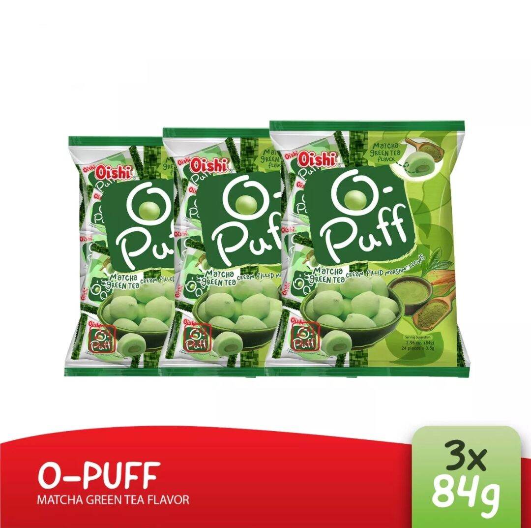 OISHI O - PUFF | SET OF 3 | ASSORTED | CHOCOLATE | MANGO | MATCHA GREEN ...