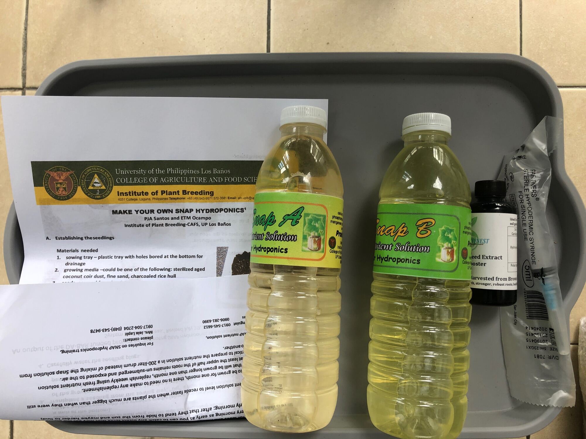 SNAP Hydroponics Nutrient Solution from UPLB (500ml A and 500ml B) with ...