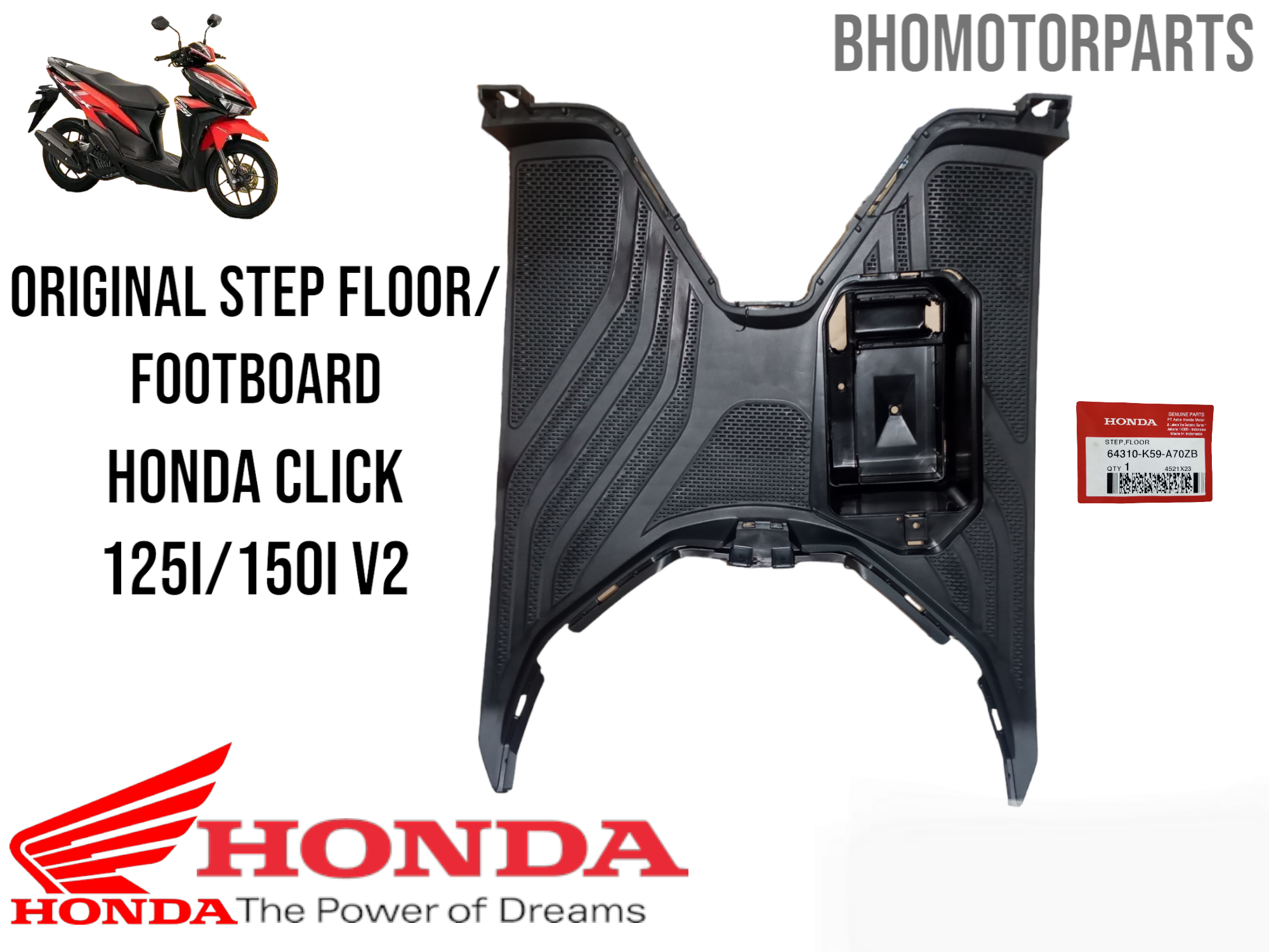 Original Step floor/Footboard Honda Click V2 125i/150i GC | Lazada PH